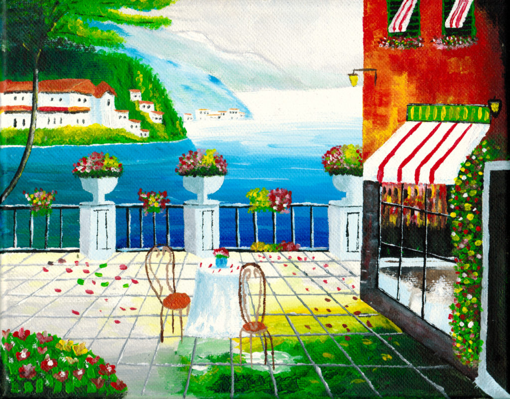 Cafe in Taormina, Sicily, Italy - Brian Sloan Artist